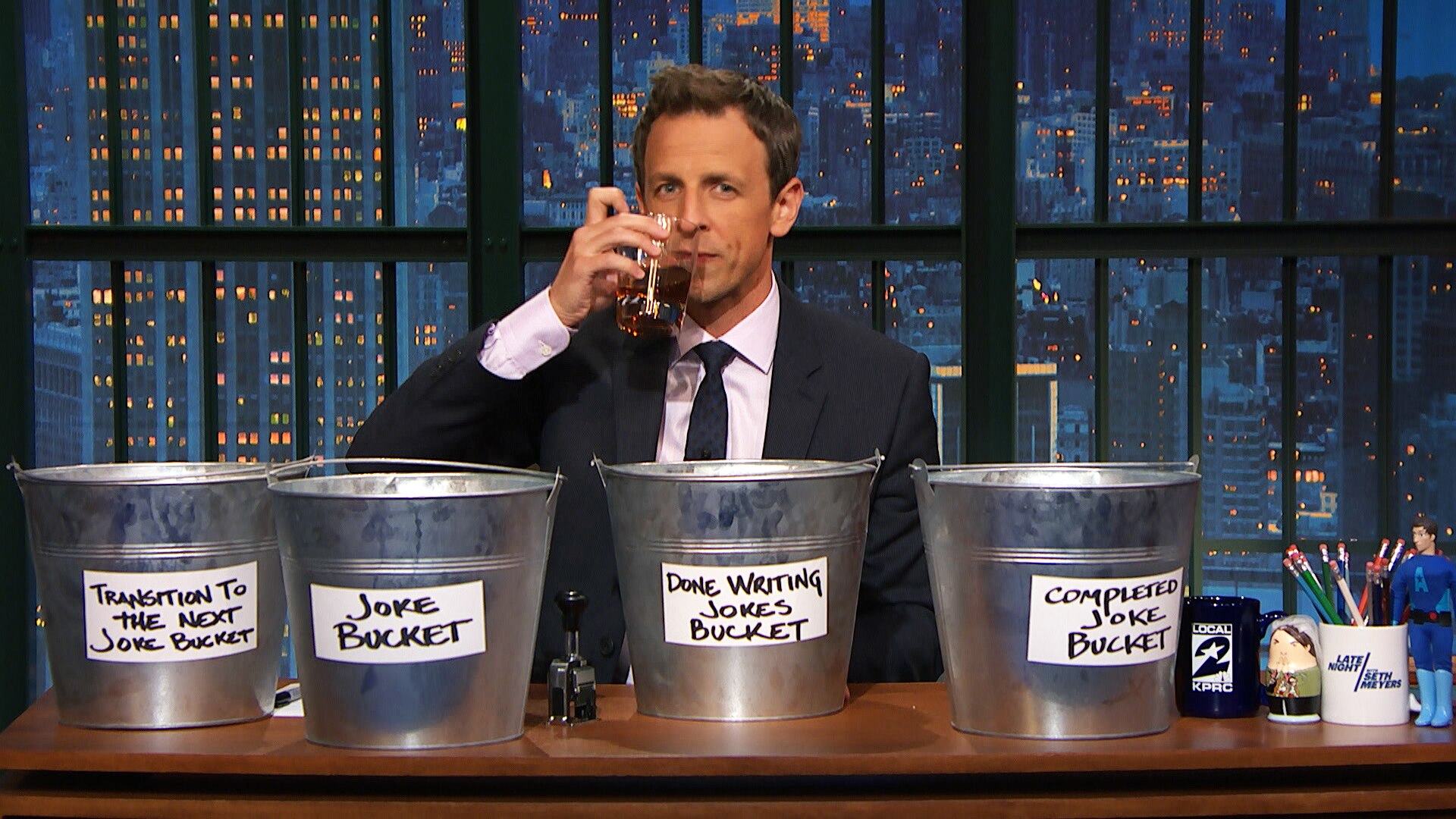 Watch Late Night with Seth Meyers Highlight: Joke Bucket - NBC.com